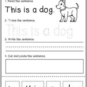 Sentence Building Worksheets-read, Trace, Write, and Cut & Paste the ...