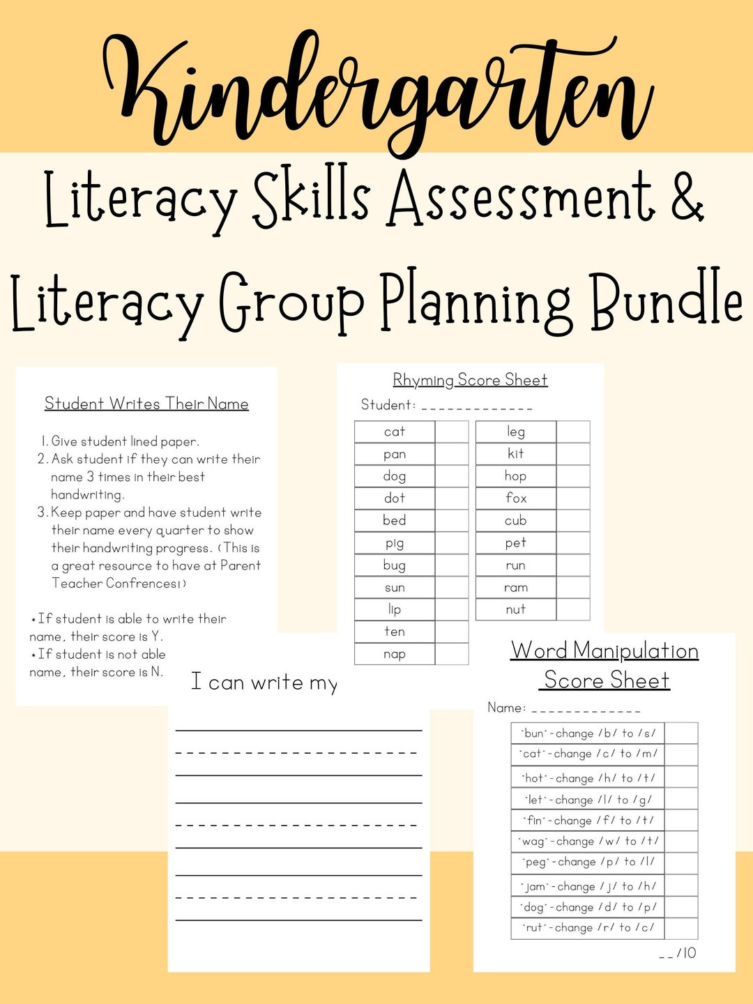 The ULTIMATE Kindergarten Literacy Skills Assessment & Literacy Group ...
