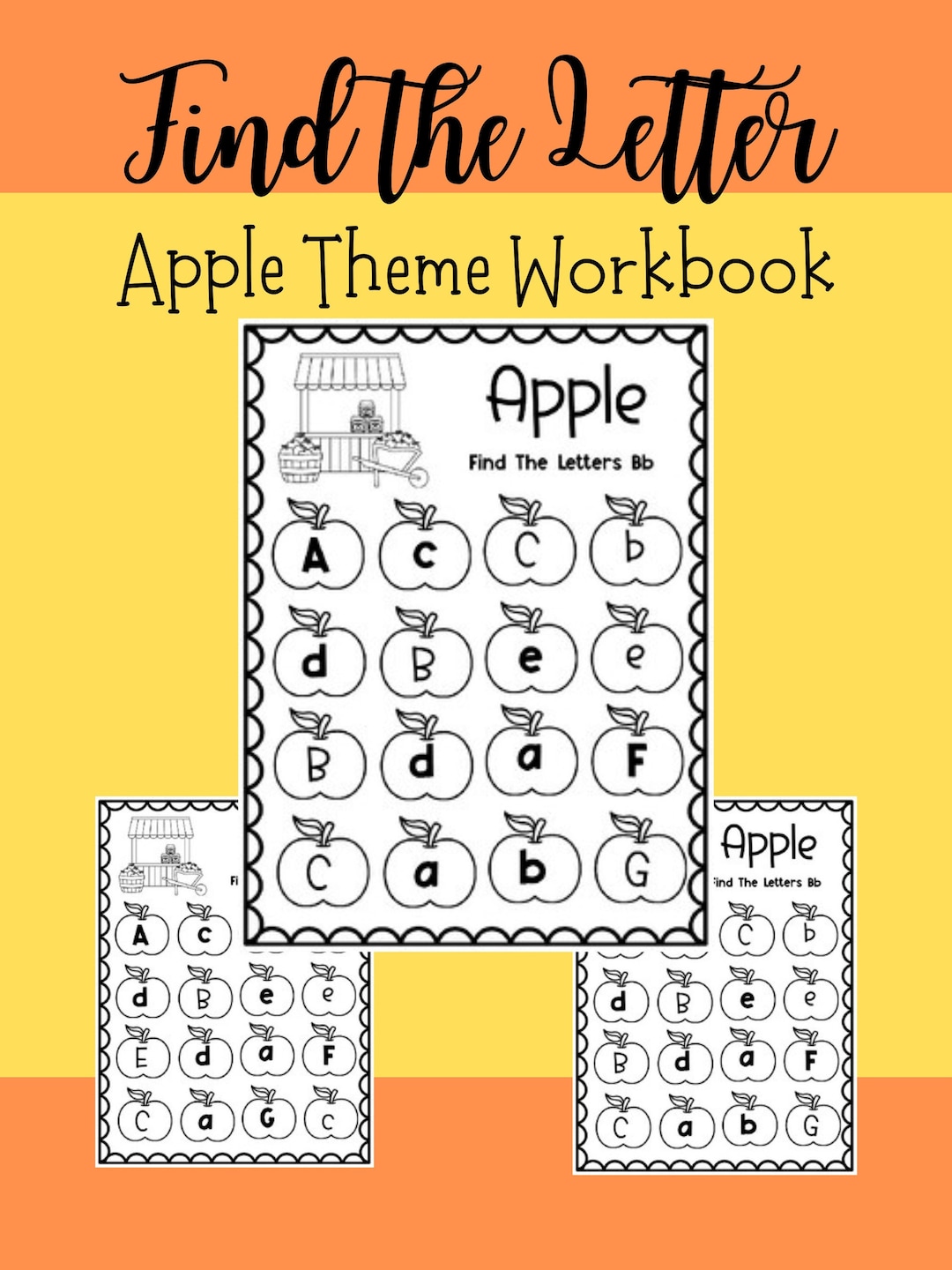 Find the Letter Workbook-all 26 Letters Included-apple Theme-prek to ...