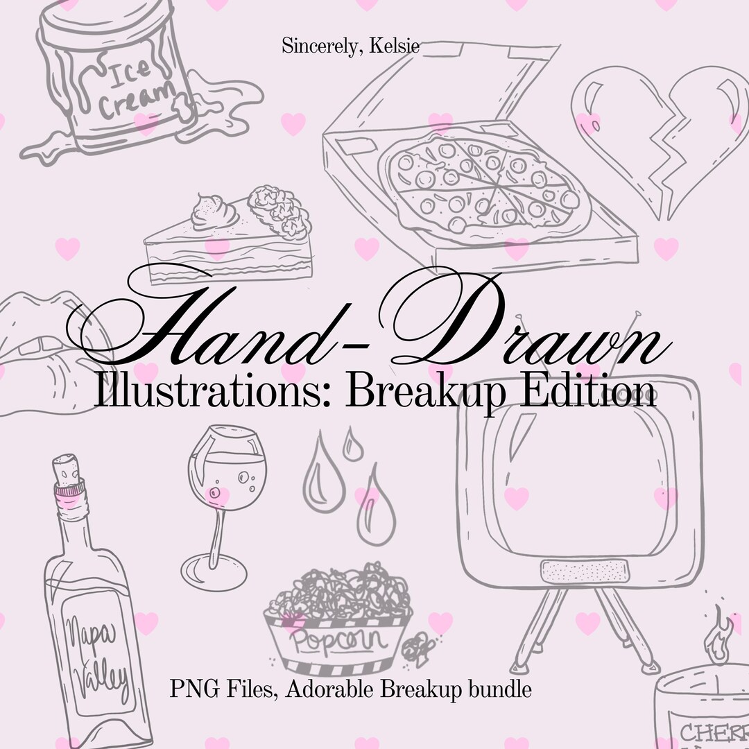Hand-drawn Illustrations: Breakup Edition | PNG Files | Digital ...