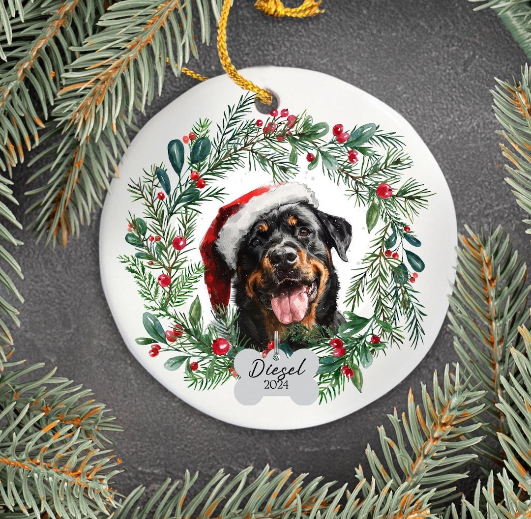 Personalized Rottweiler Ornament, Custom Dog Christmas Keepsake ...