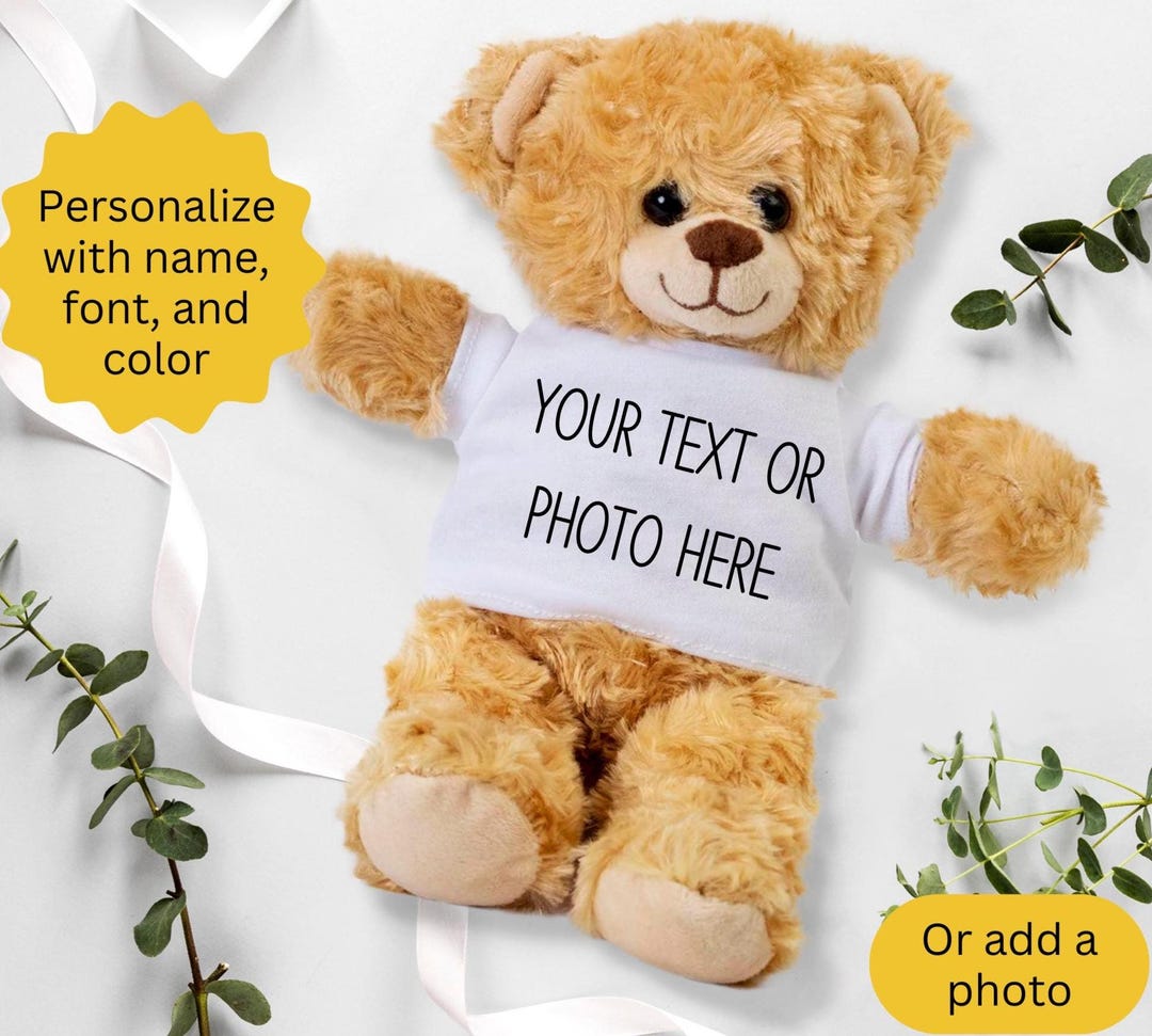 Custom Teddy Bear, Personalized Custom Plush Stuffed Bear, Birthday ...