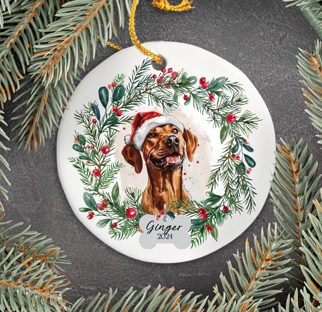 Personalized Rhodesian Ridgeback Ornament, Custom Dog Christmas ...