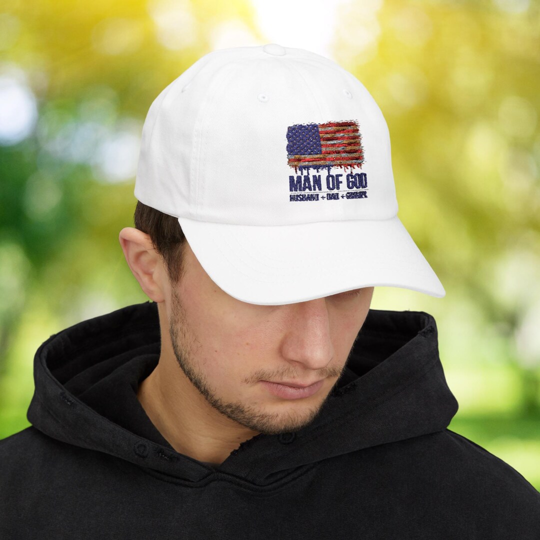 Man of God Hat, Husband, Dad, Grandpa Patriotic Cap, Christian American ...