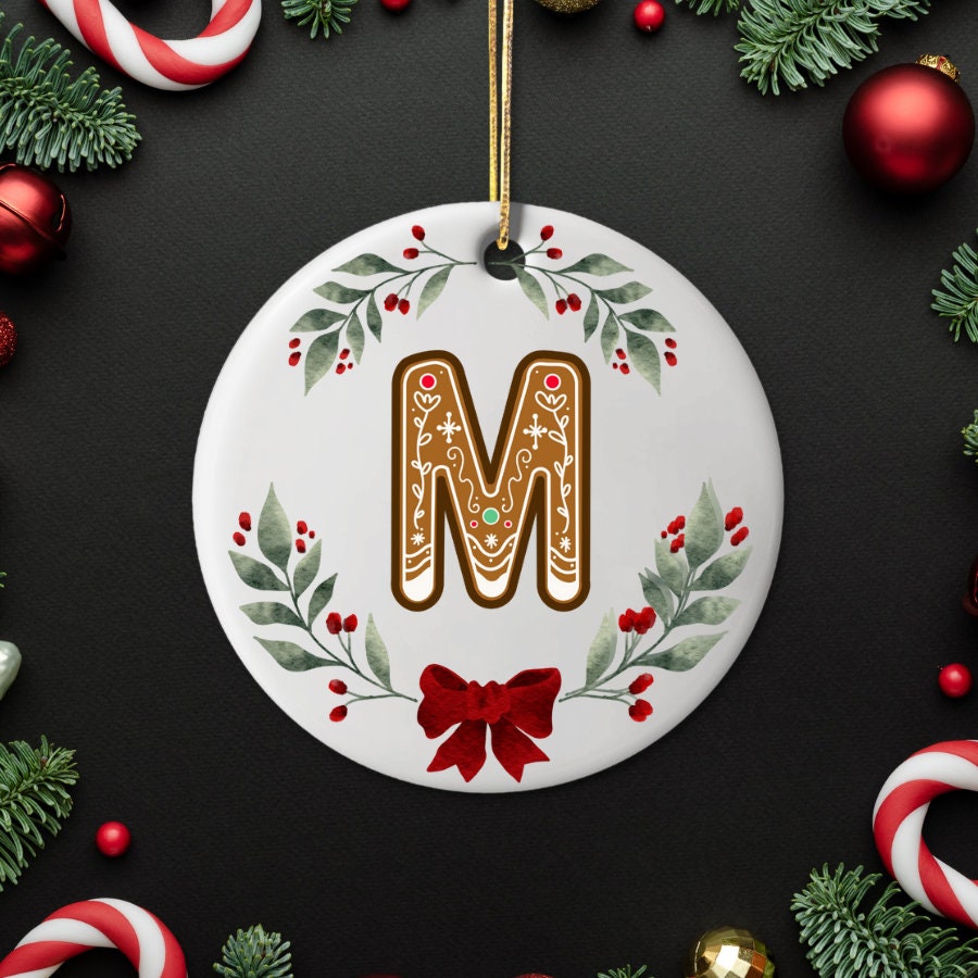 Alphabet Ornament, Holiday Decor, Letter M Ornament, Tree Decoration ...