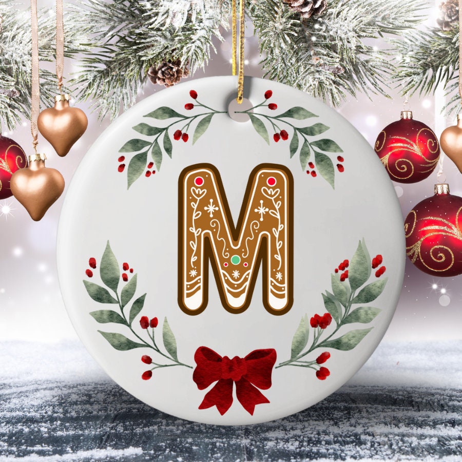 Alphabet Ornament, Holiday Decor, Letter M Ornament, Tree Decoration ...