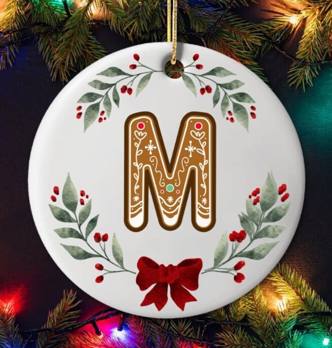 Alphabet Ornament, Holiday Decor, Letter M Ornament, Tree Decoration ...