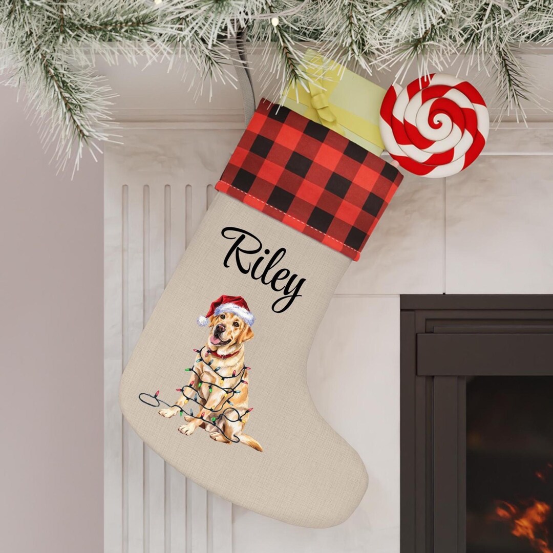 Personalized Yellow Labrador Christmas Stocking, Holiday Decor Gift for ...