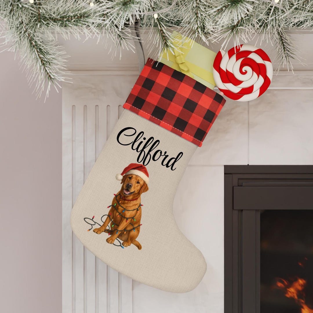 Personalized Fox Red Labrador Retriever Christmas Stocking, Custom Dog ...