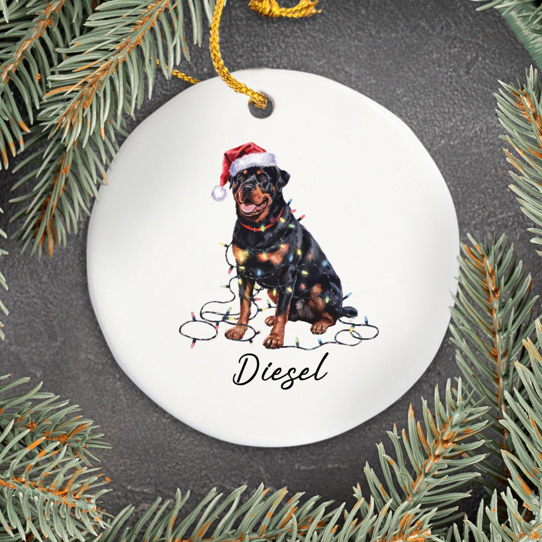 Rottweiler Ornament, Custom Dog Lover Gift, Personalized Pet Holiday ...