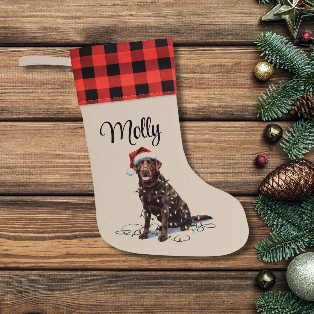 Personalized Dog Christmas Stocking, Custom Chocolate Lab Holiday ...