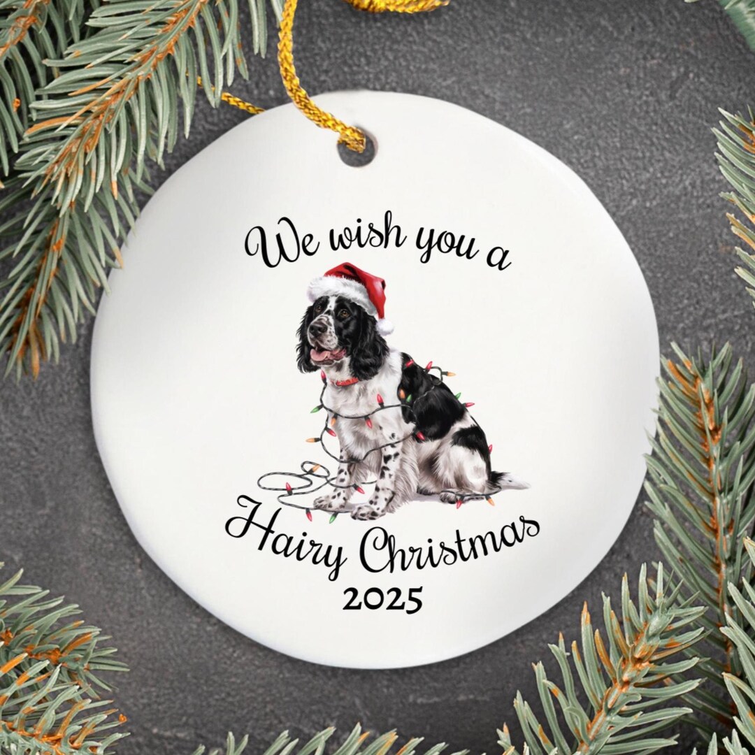 Christmas Black Springer Spaniel Ornament, Christmas Lights Dog ...