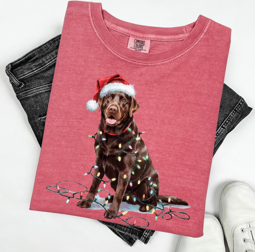 Christmas Chocolate Labrador Shirt, Christmas Lights Dog Tee, Christmas ...