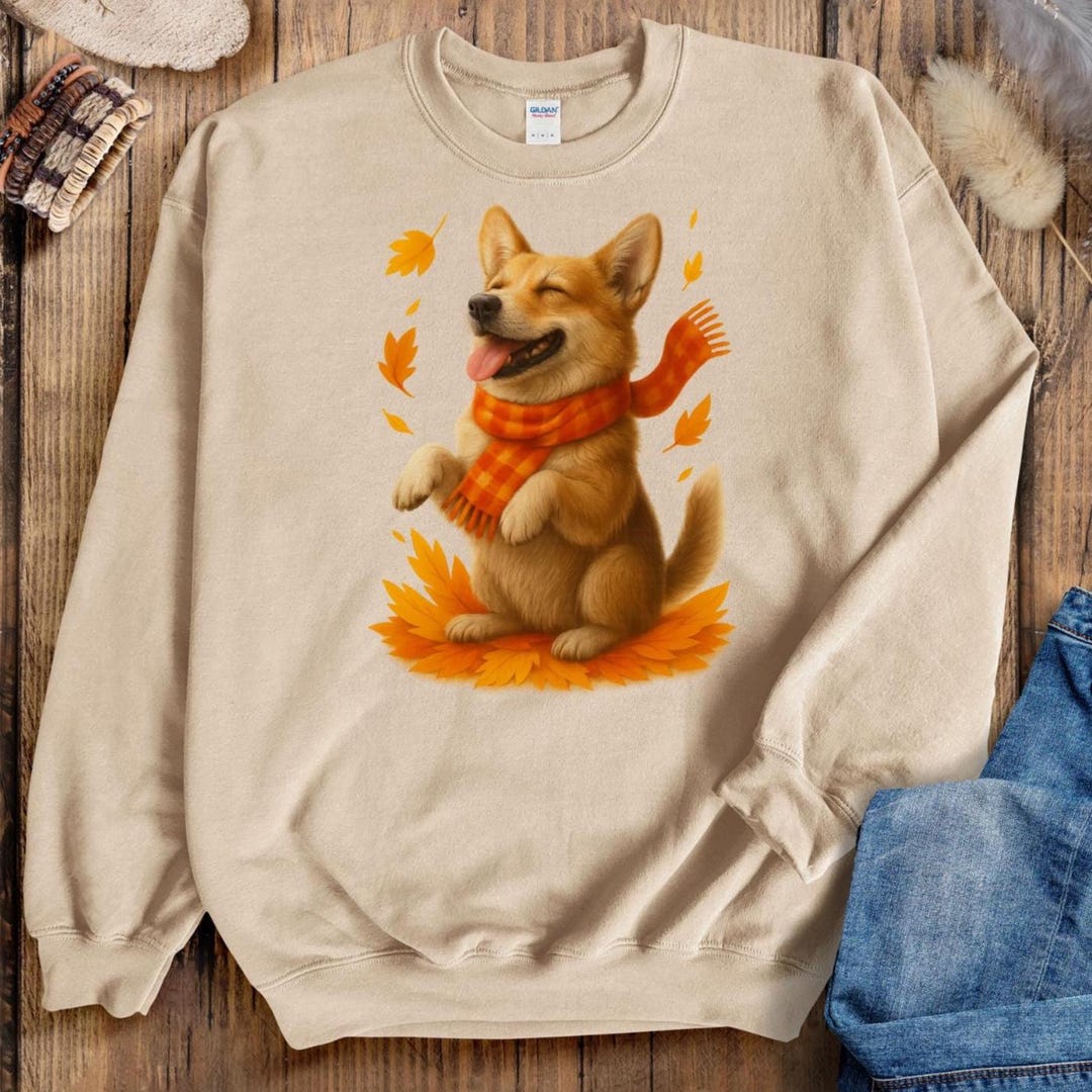 Corgi Autumn Sweatshirt, Dog Lover Fall Apparel, Cozy Pet Sweater, Cute ...