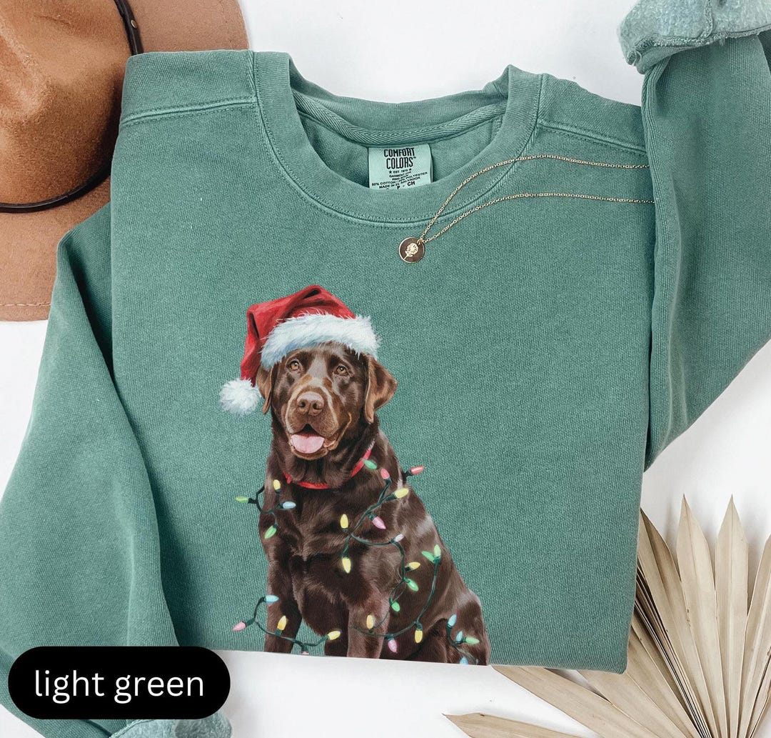 Christmas Chocolate Labrador Sweatshirt, Christmas Lights Dog Tee ...