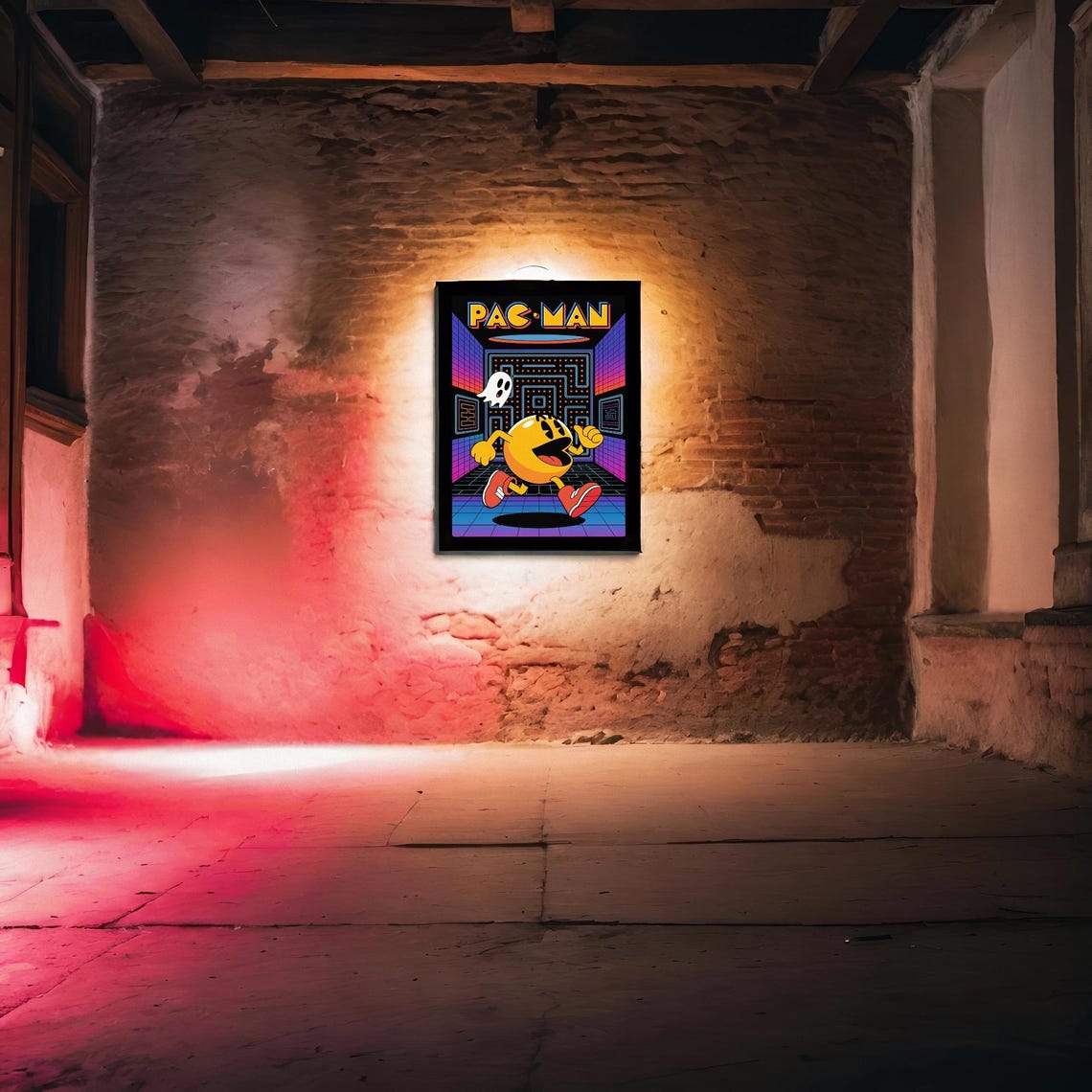 Arcade Poster Pacman Retro Video Game Print 80s Gaming Decor Wall Art ...