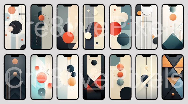 Geometric Shapes iPhone Wallpapers Hand Painting Wallpapers - Etsy