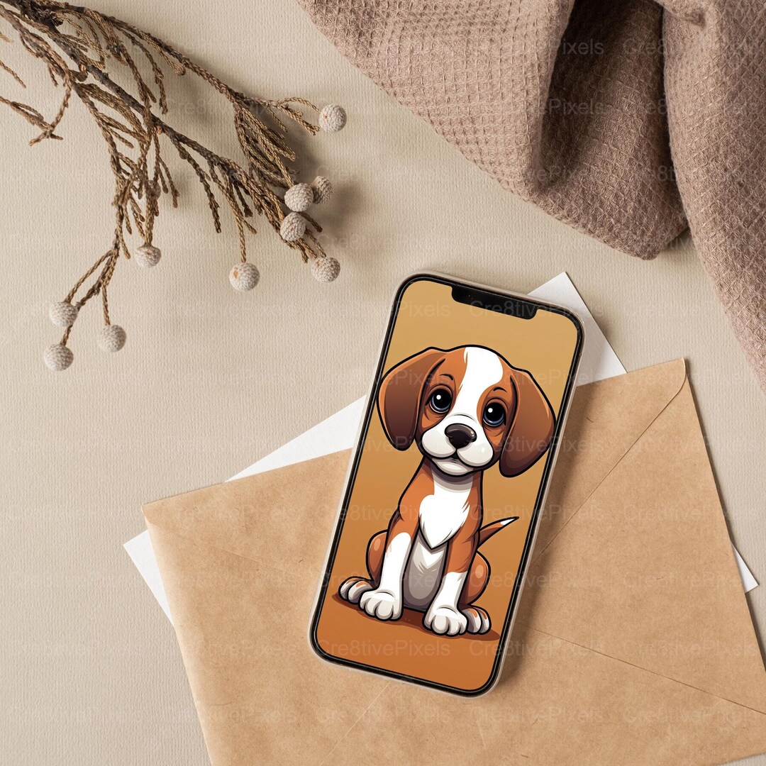 Minimal Hand-painted Beagle Dog iPhone Wallpaper Unique - Etsy