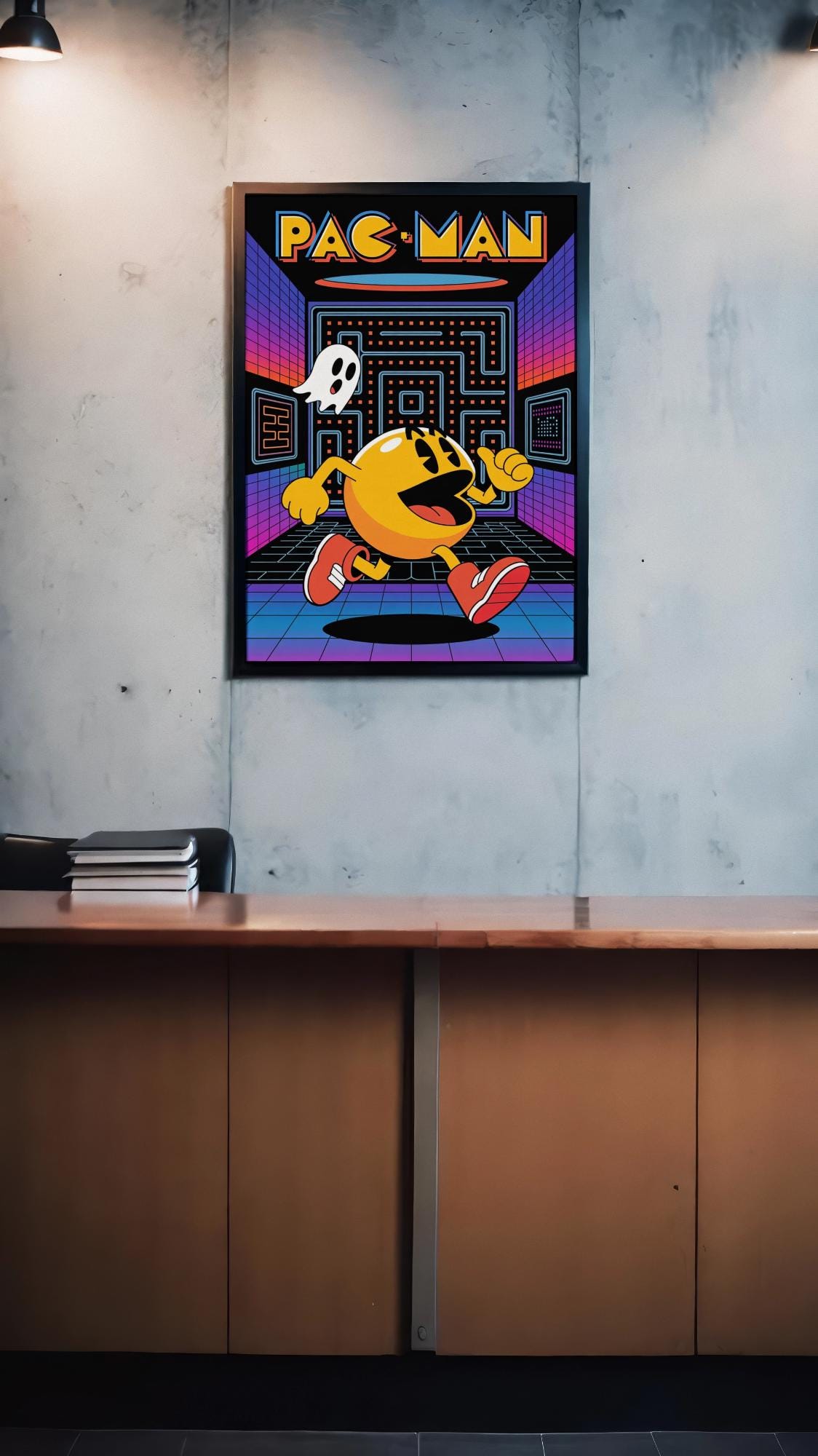 Arcade Poster Pacman Retro Video Game Print 80s Gaming Decor Wall Art ...