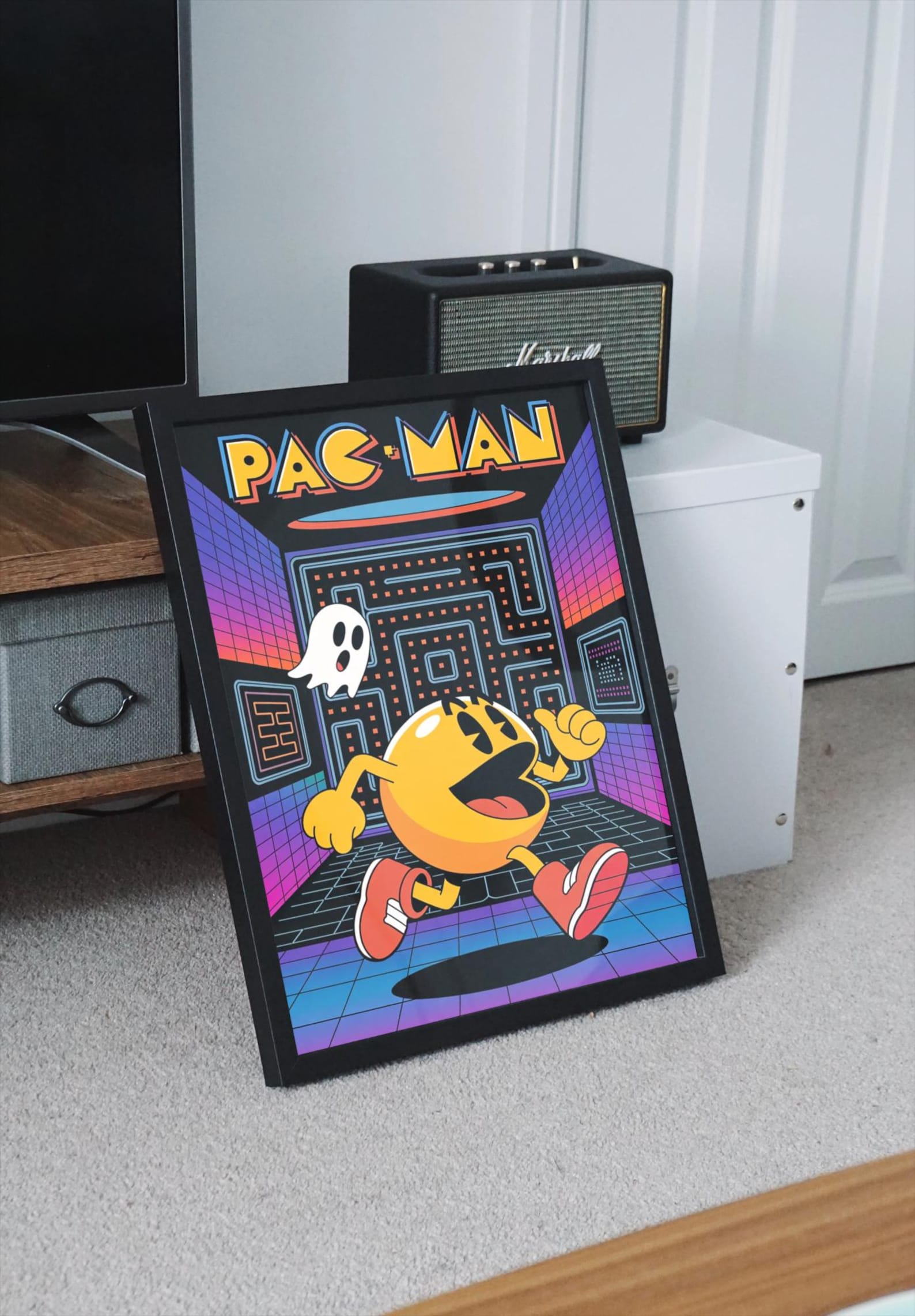 Arcade Poster Pacman Retro Video Game Print 80s Gaming Decor Wall Art ...
