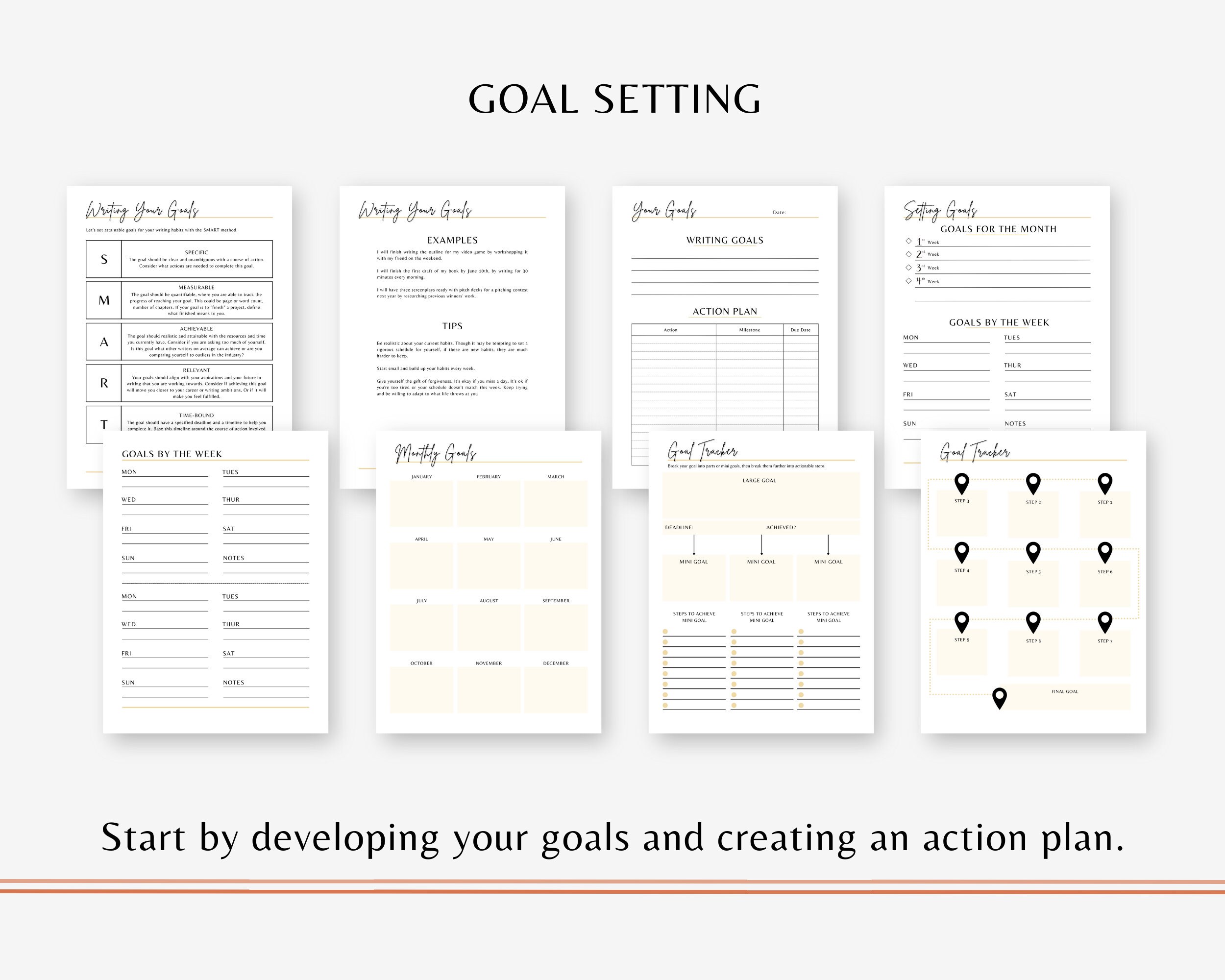 Writers Planner | Writing Habit Tracker Package | Planner for ...