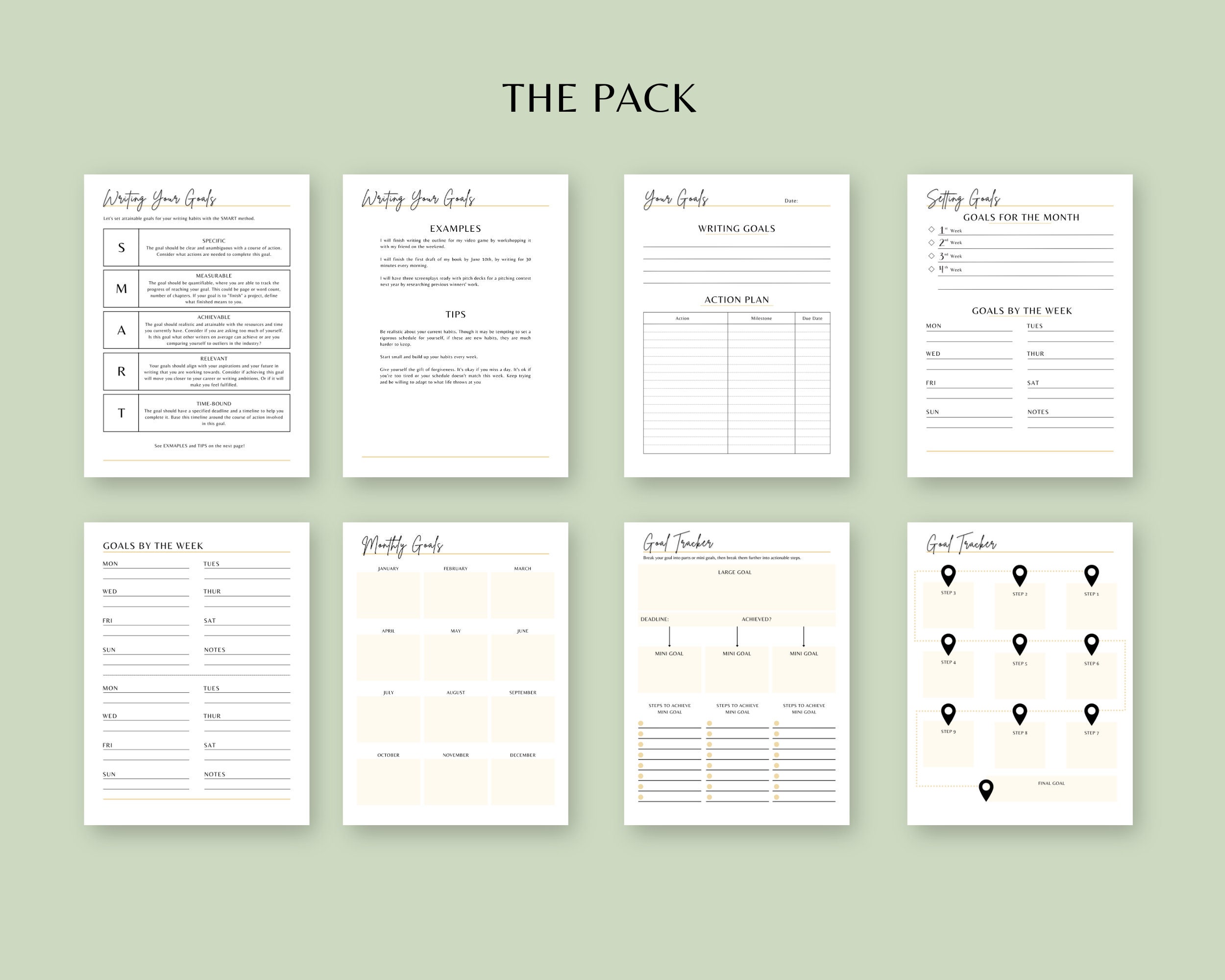 Writing Goals | Goal Setting Worksheets for Writers| SMART Goals Method ...