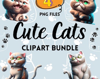 Cats Clipart Bundle 8 PNG Cute Cats PNG Perfect for Card Making ...