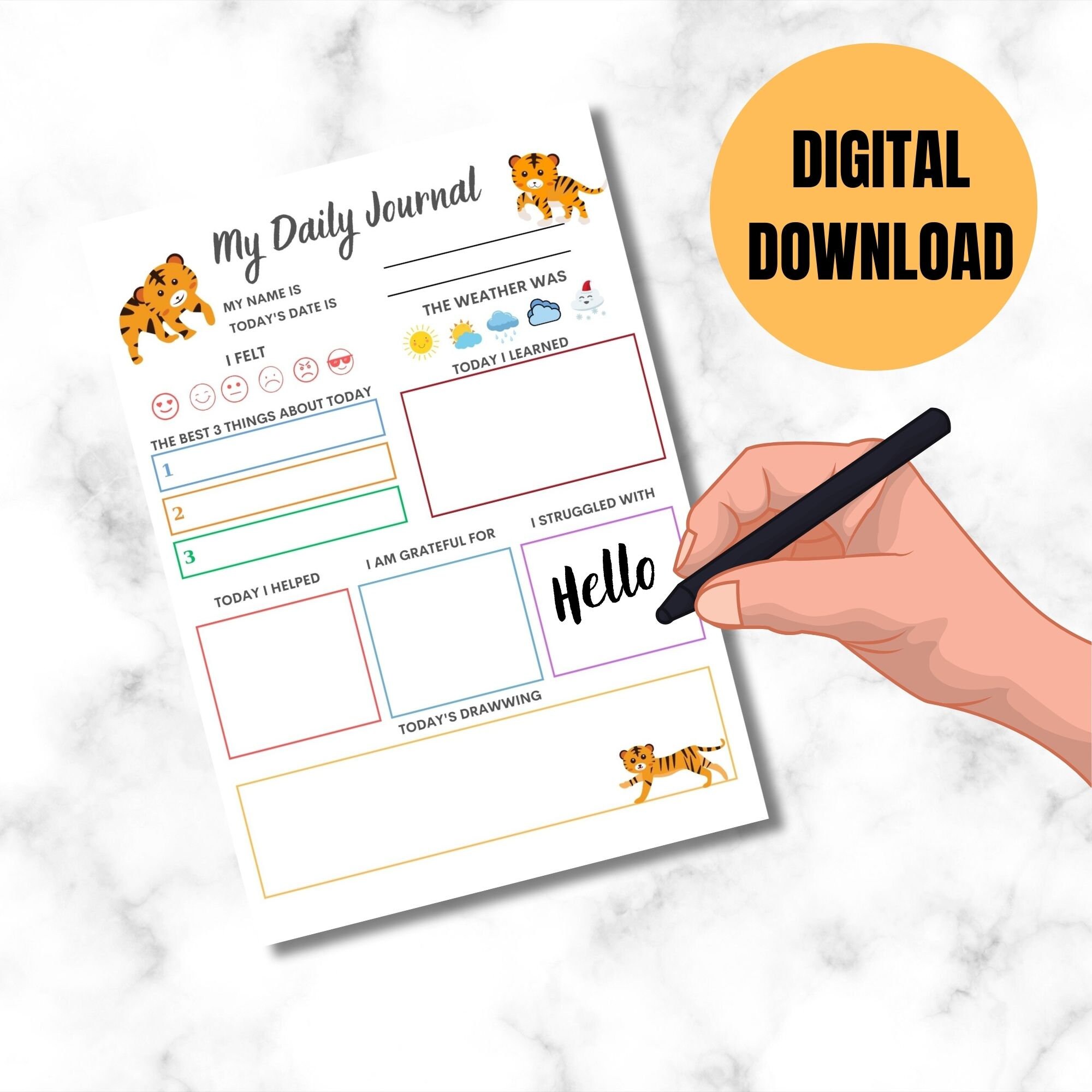 Kids Daily Journal Printable Journal for Kids Diary for Children Kids ...