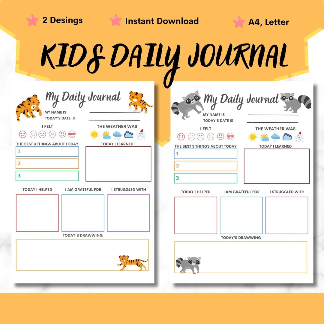 Kids Daily Journal Printable Journal for Kids Diary for Children Kids ...