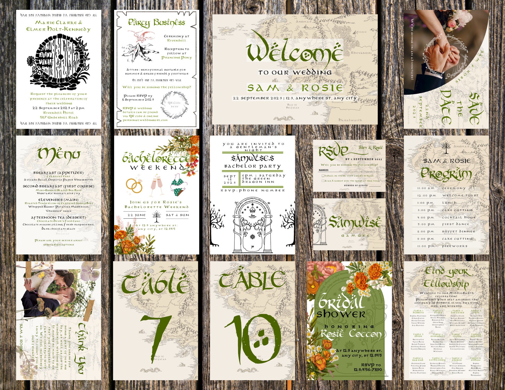 LOTR Wedding SHOP Bundle Instant Download Digital Canva Editable ...
