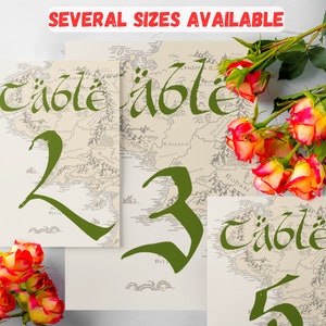 LOTR Wedding Table Numbers Instant Download Digital Canva Editable ...