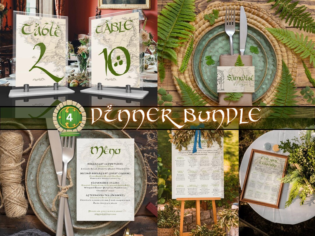 Elven Wedding Dinner Stationery Templates: Middle Earth Menu, Place ...