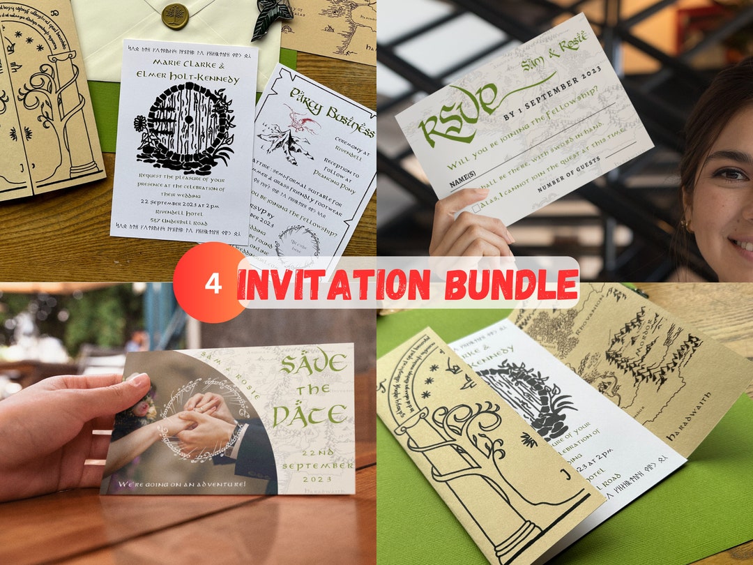 LOTR Wedding Invitation BUNDLE Instant Download Digital Canva Editable ...