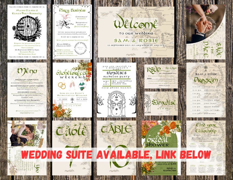 LOTR Wedding Seating Chart Instant Download Digital Canva Editable ...