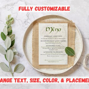 LOTR Wedding MENU Instant Download Digital Canva Editable Template Lord ...