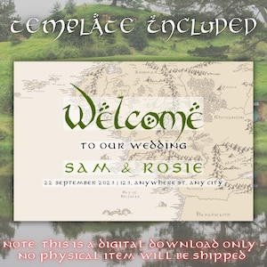 LOTR Wedding Welcome Sign | Instant Digital Download | Editable Canva ...