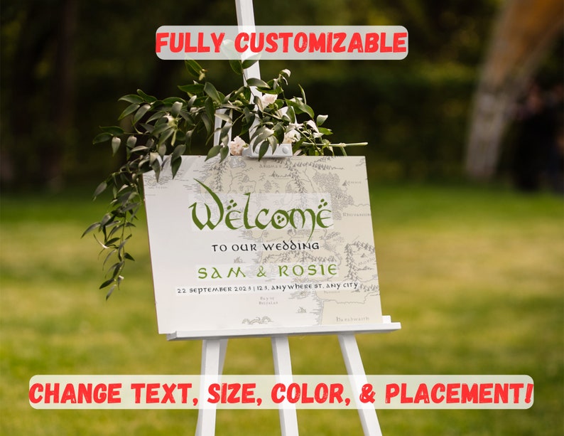 LOTR Wedding Welcome Sign Instant Download Digital Canva Editable ...