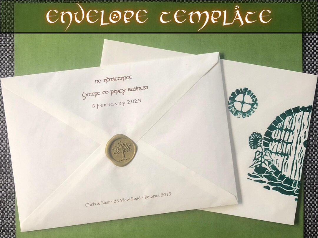 Fantasy Wedding Envelope Template | Hobbit & Elven Canva Design ...