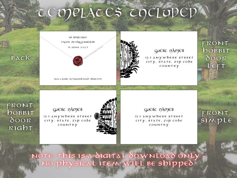 Fantasy Wedding Envelope Template | Hobbit & Elven Canva Design ...
