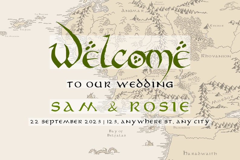 LOTR Wedding Welcome Sign Instant Download Digital Canva Editable ...