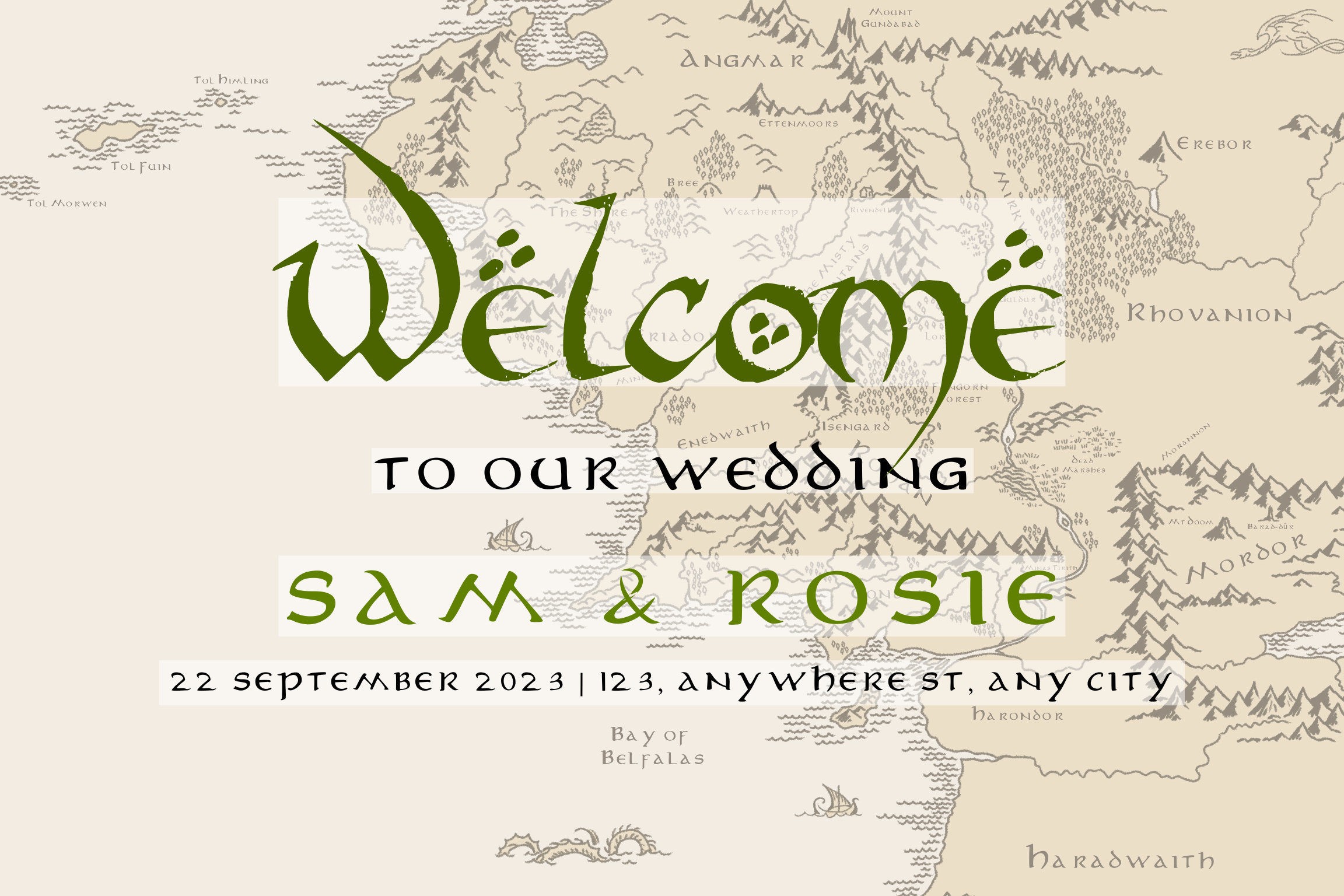 LOTR Wedding Welcome Sign Instant Download Digital Canva Editable ...