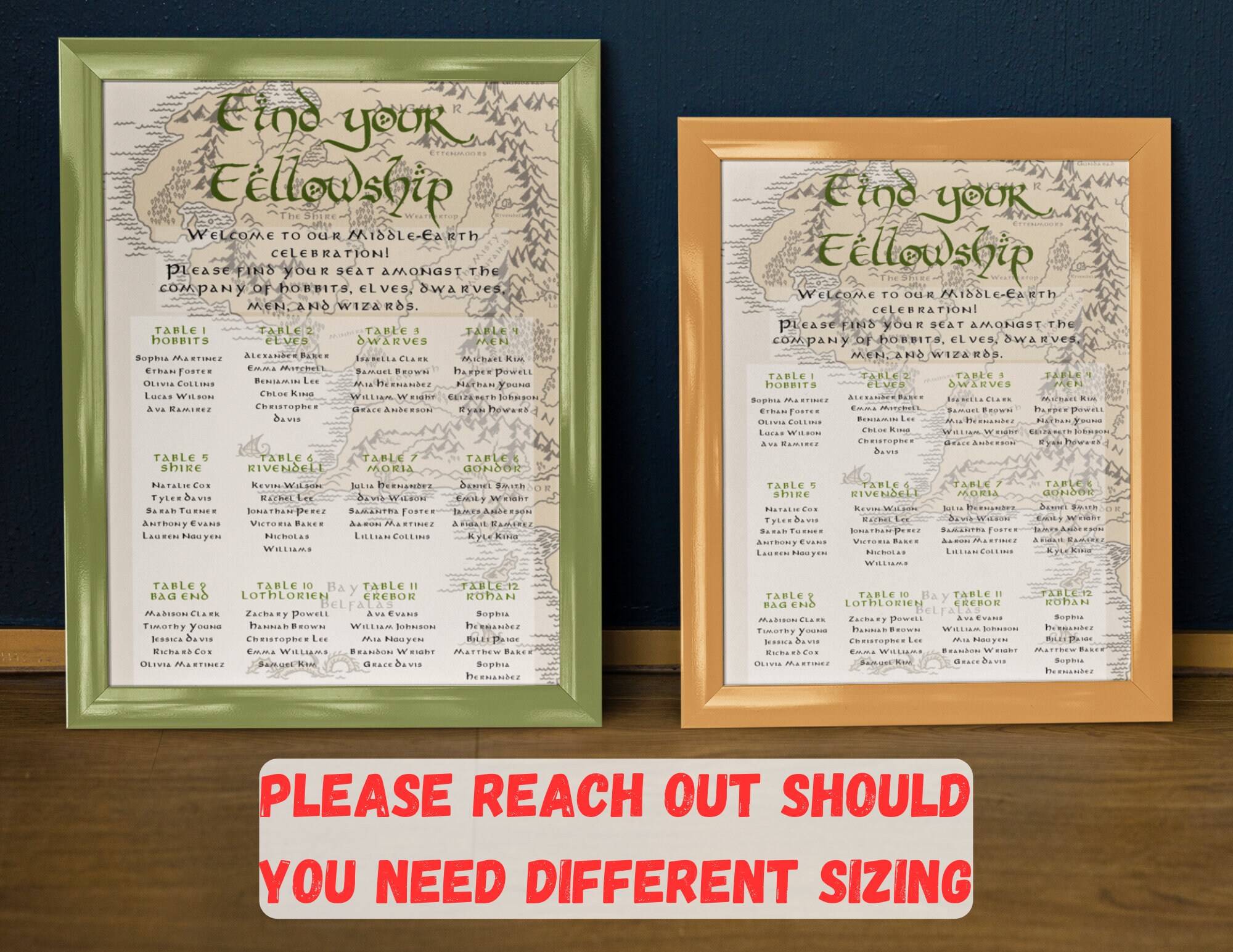 LOTR Wedding Seating Chart Instant Download Digital Canva Editable ...