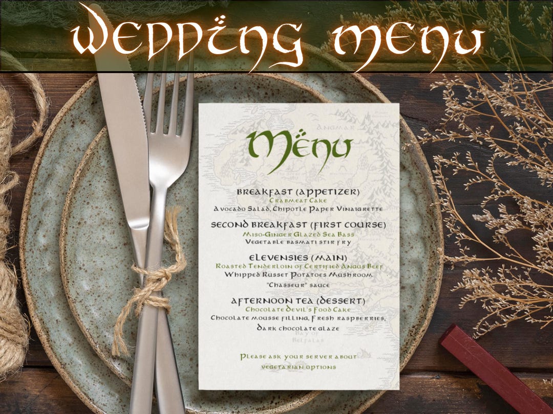 Elven Fantasy Wedding Menu Template | Editable Canva Printable Styled ...