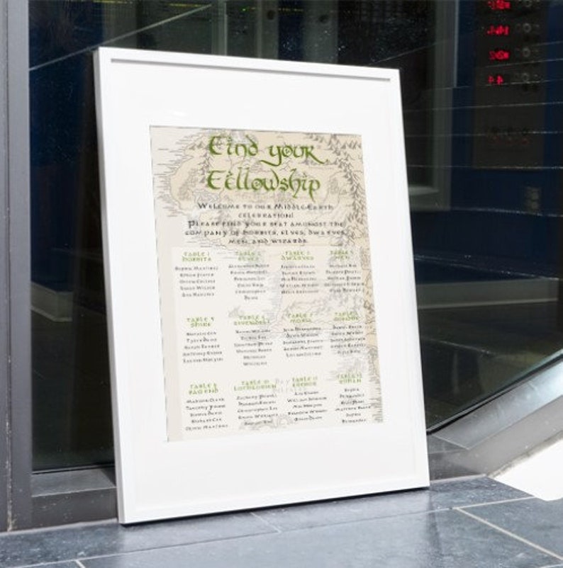 LOTR Wedding Seating Chart Instant Download Digital Canva - Etsy