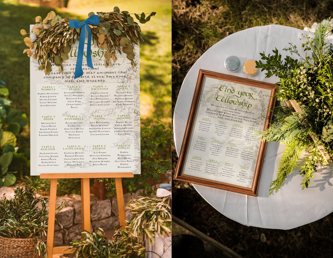 LOTR Wedding Seating Chart Instant Download Digital Canva Editable ...