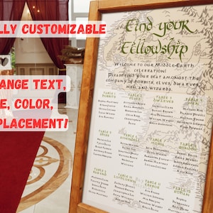 LOTR Wedding Seating Chart Instant Download Digital Canva Editable ...