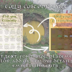 LOTR Wedding Seating Chart | Instant Digital Download | Editable Canva ...