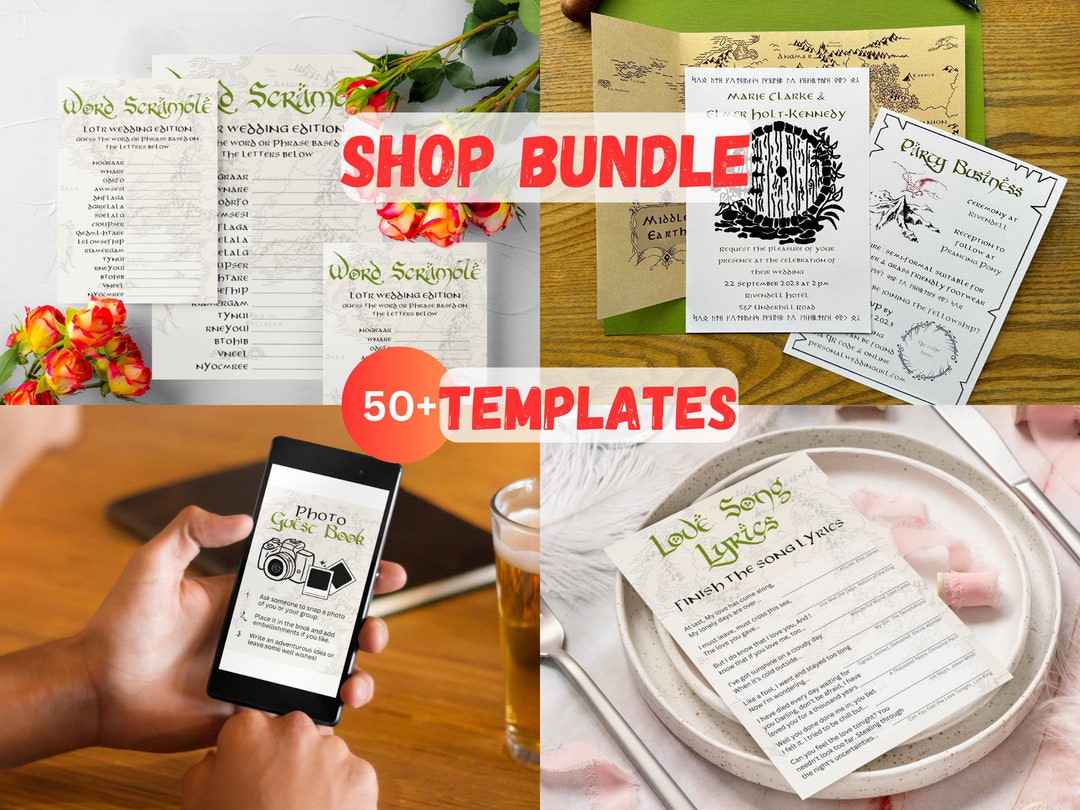 LOTR Wedding SHOP Bundle Instant Download Digital Canva Editable ...