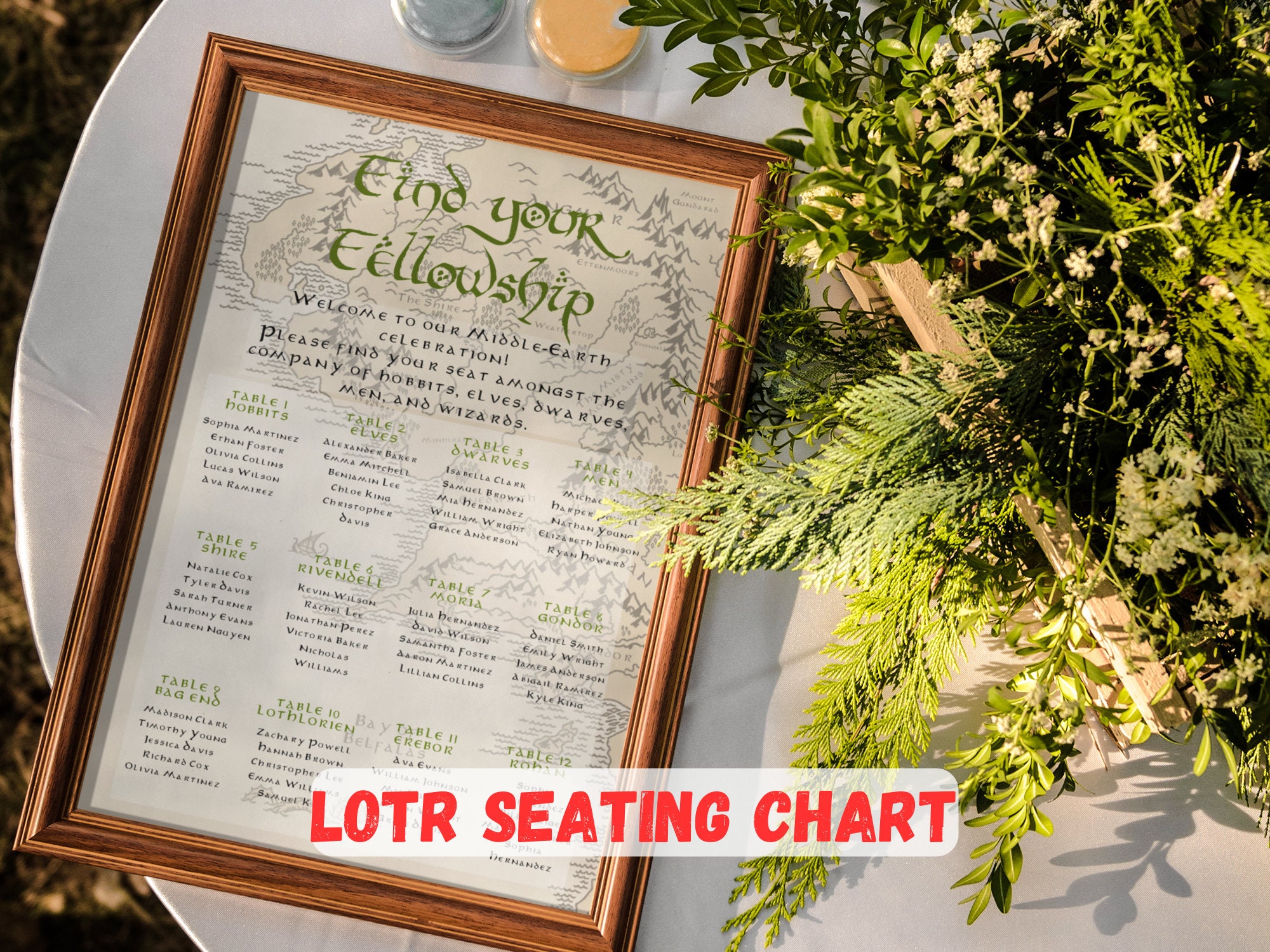 LOTR Wedding Seating Chart Instant Download Digital Canva Editable ...