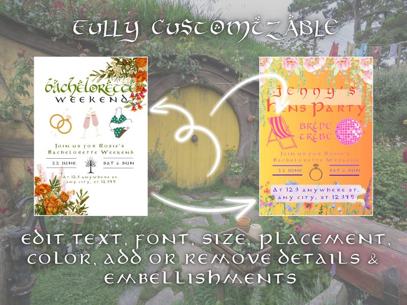 Middle-earth Wedding Party Invitations | Hobbit, Elven Canva Template ...